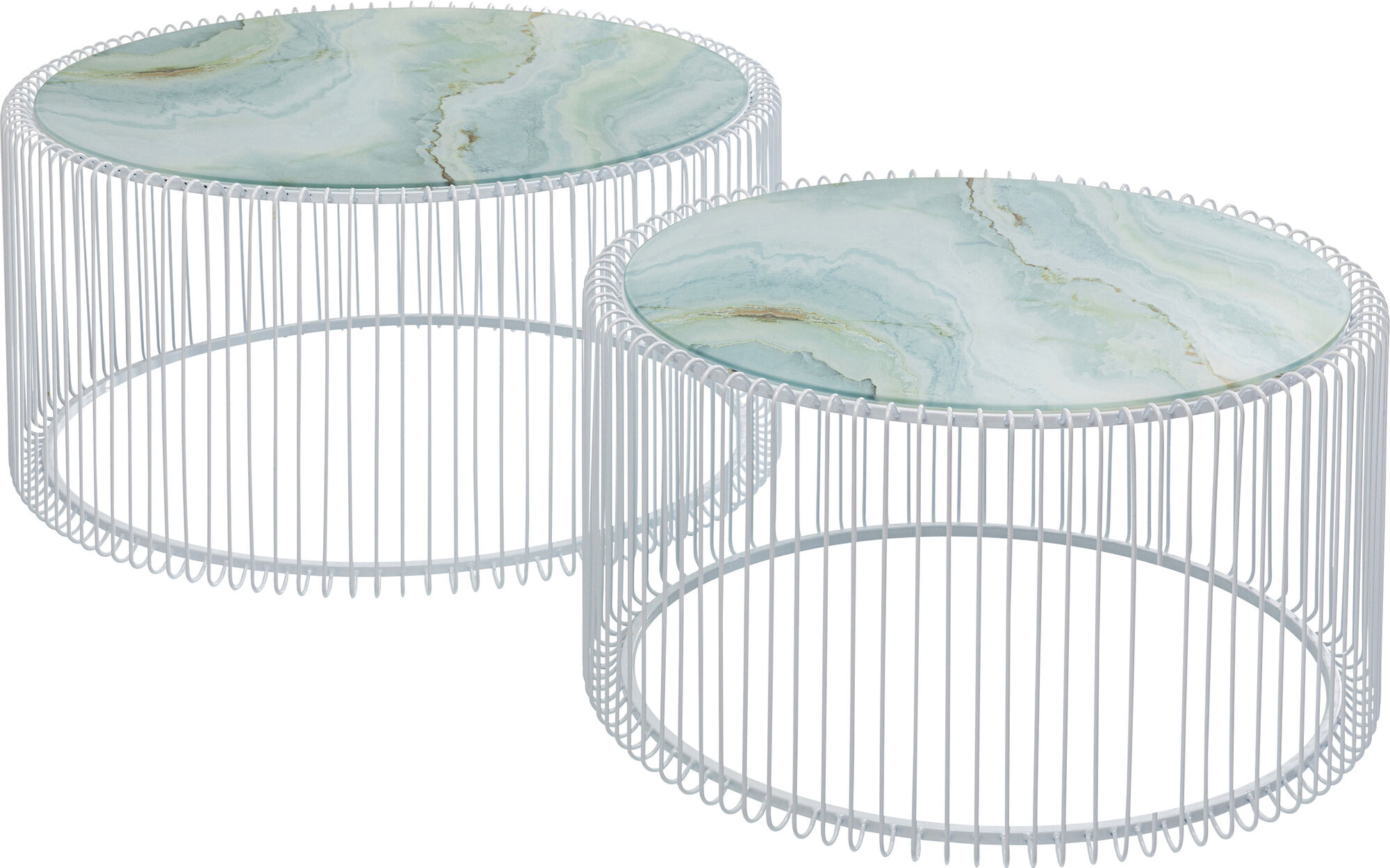 Couchtisch Wire Glas Marble Weiß (2/Set) - KARE die zwei Wohnsinnigen Handels GmbH