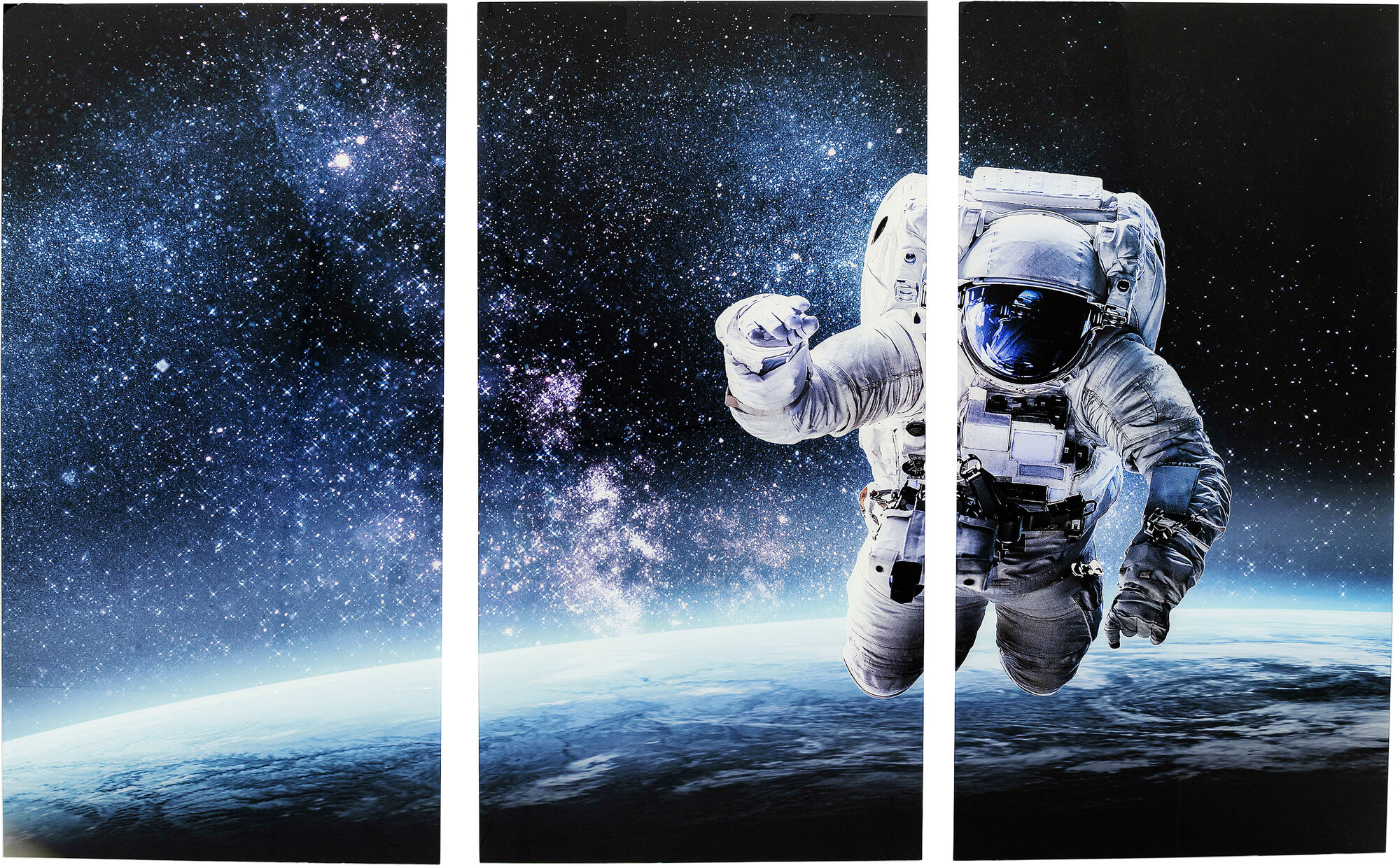 Bild Glas Triptychon Man in Space 240x160cm - KARE die zwei Wohnsinnigen Handels GmbH