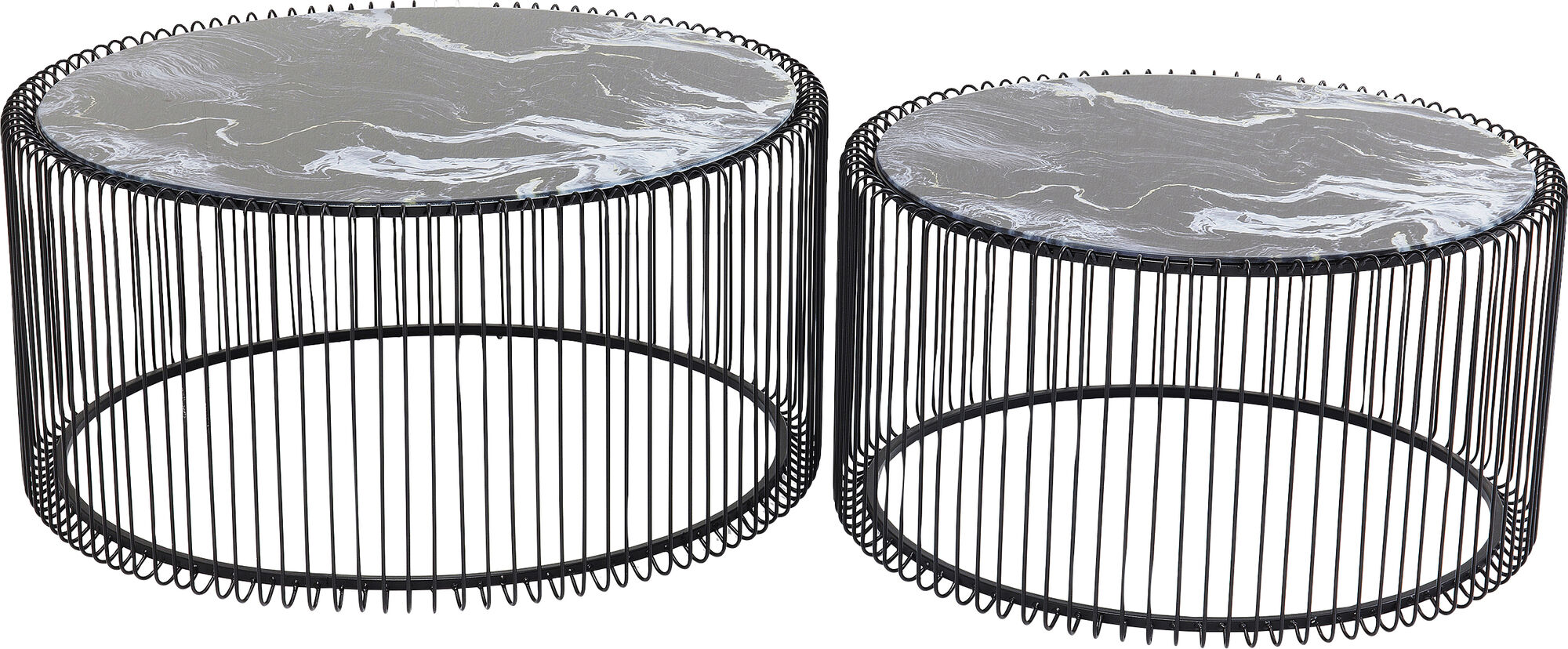 Couchtisch Wire Glas Marble Schwarz (2/Set) - KARE Online GmbH